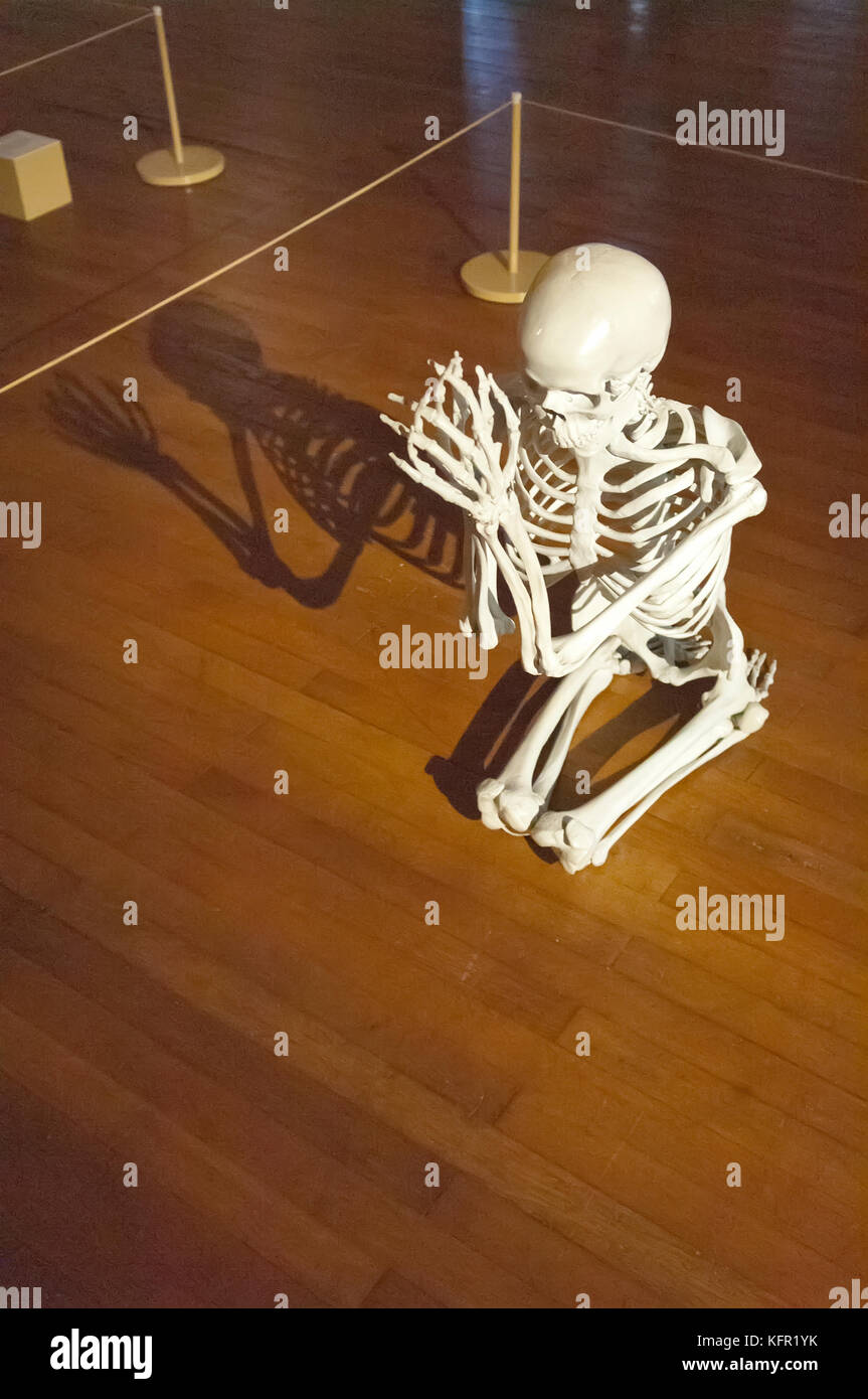 White human skeletons in a praying pose - modern sculptures at Monaco ...
