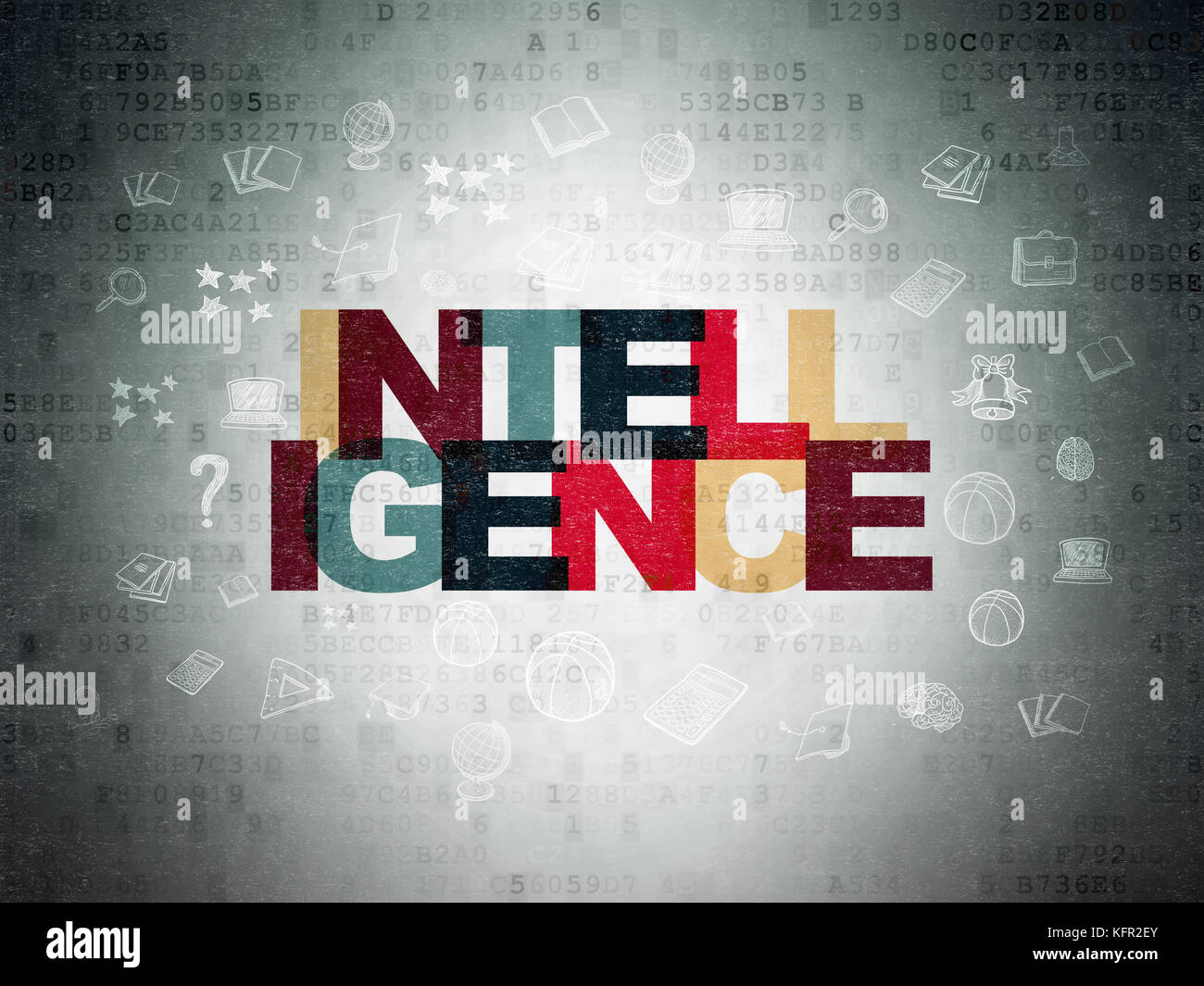 Studying concept: Intelligence on Digital Data Paper background Stock ...