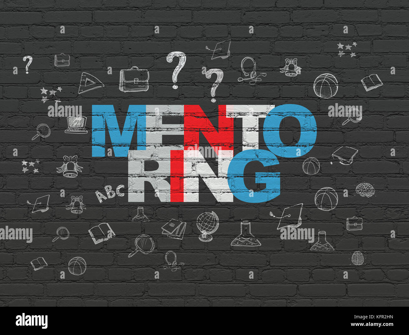 Learning concept: Mentoring on wall background Stock Photo - Alamy