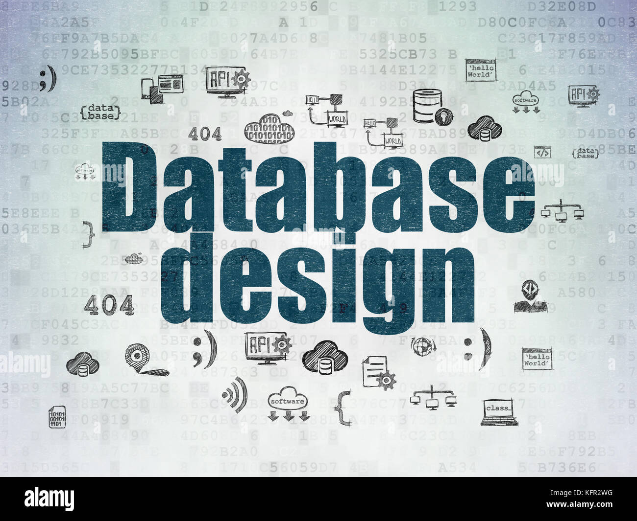 Database concept: Database Design on Digital Data Paper background ...
