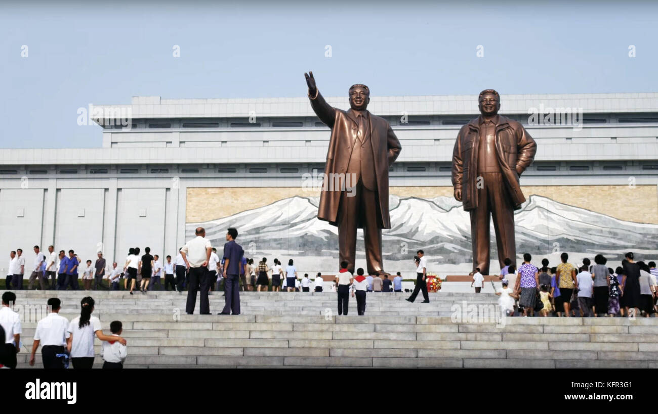 LIBERATION DAY, Mansu Hill Grand Monument, statues of KIM Il-sung, KIM ...