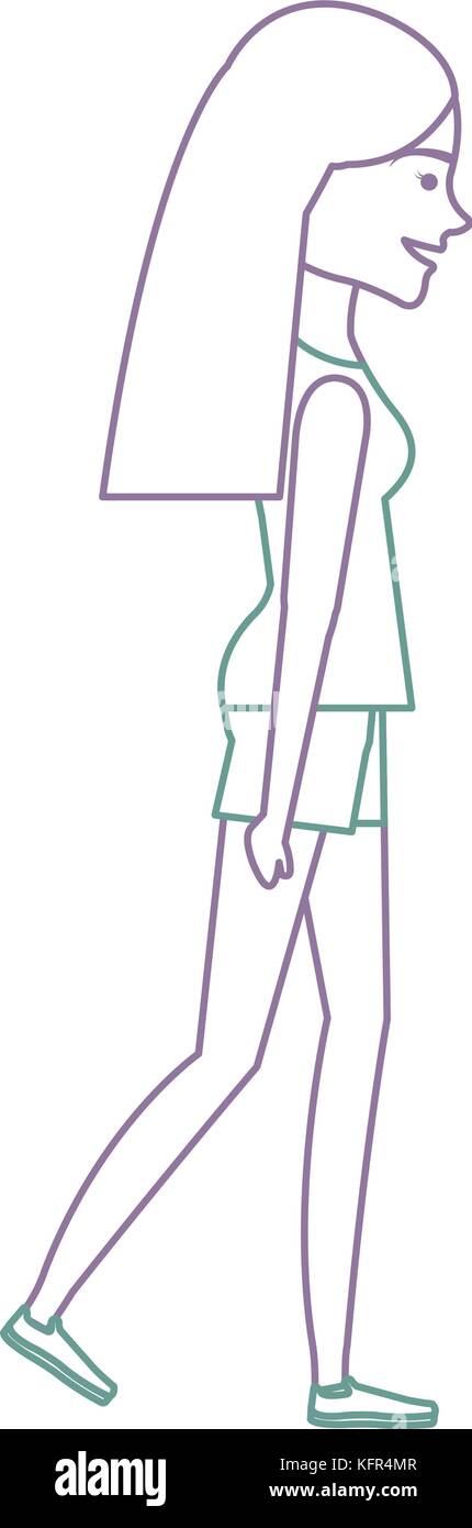 beautiful woman walking avatar character vector illustration design ...