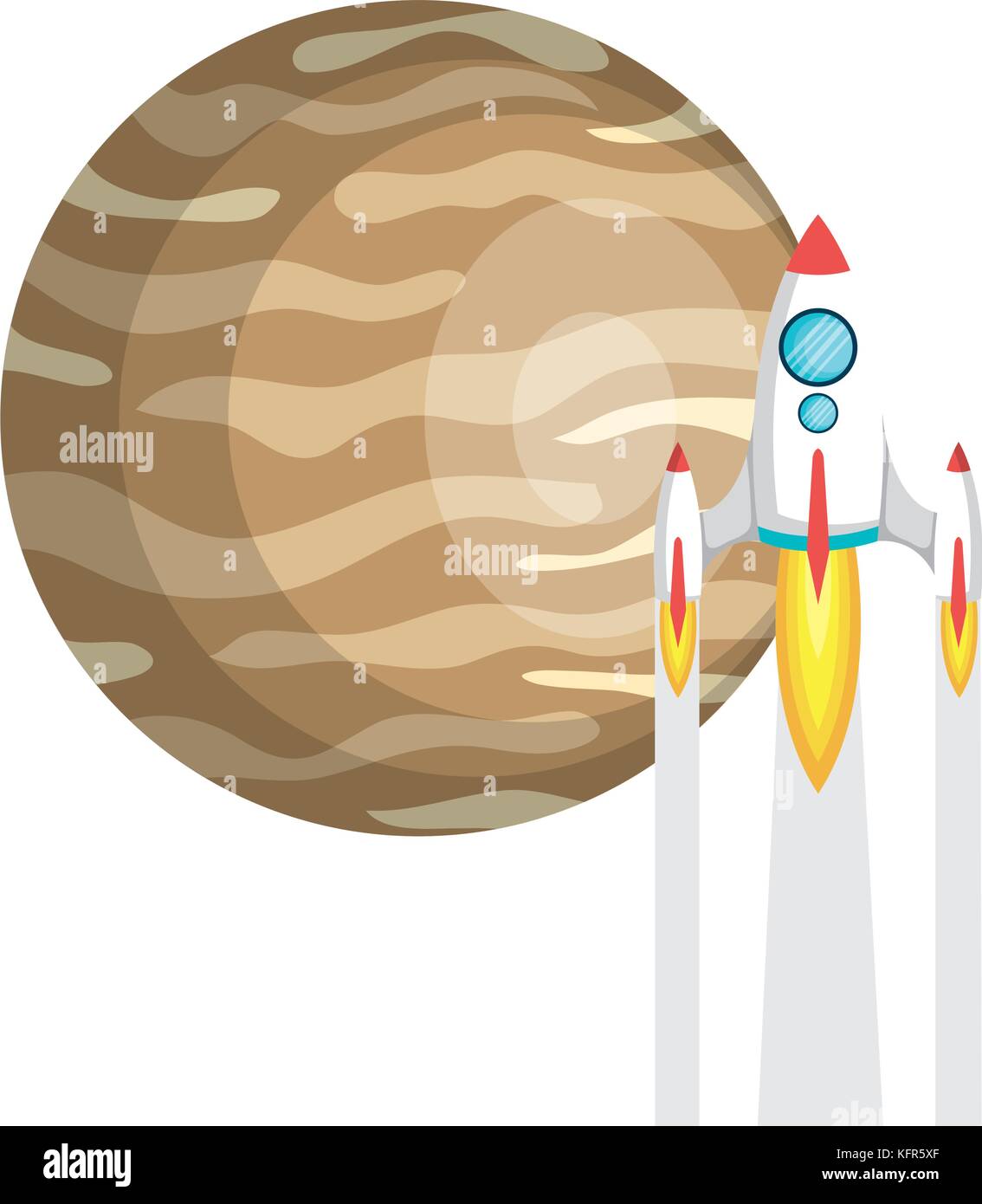 jupiter planet with rocket vector illustration design Stock Vector ...