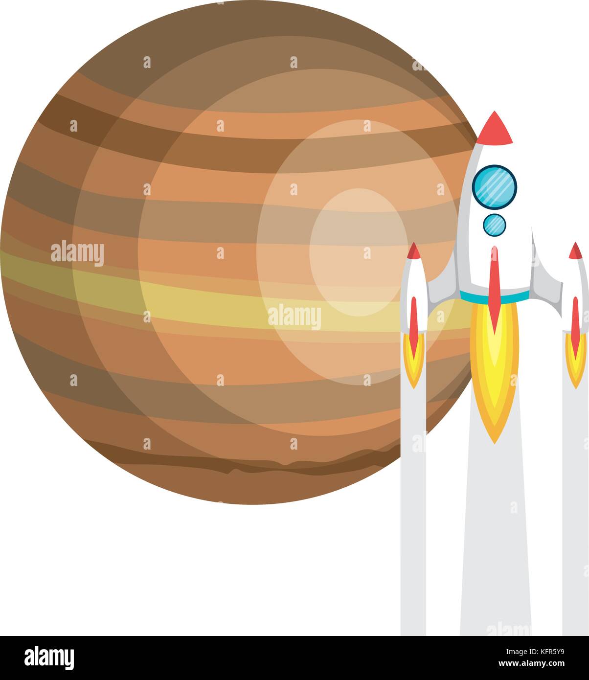 saturn planet with rocket flying vector illustration design Stock ...