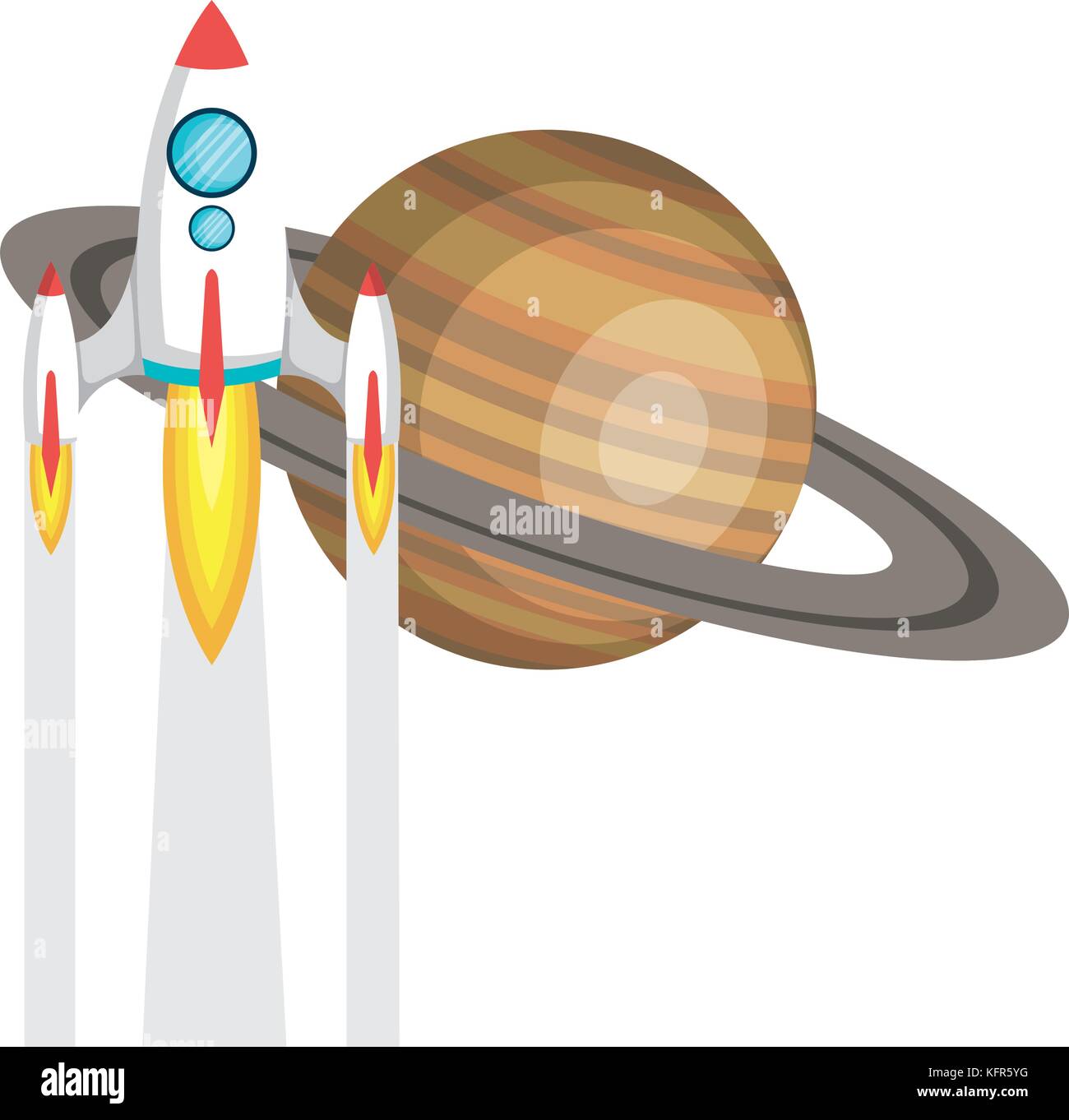 saturn planet with rocket flying vector illustration design Stock ...