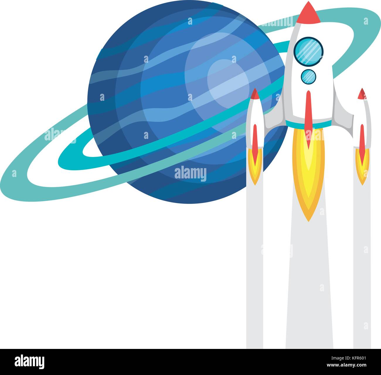 saturn planet with rocket flying vector illustration design Stock ...