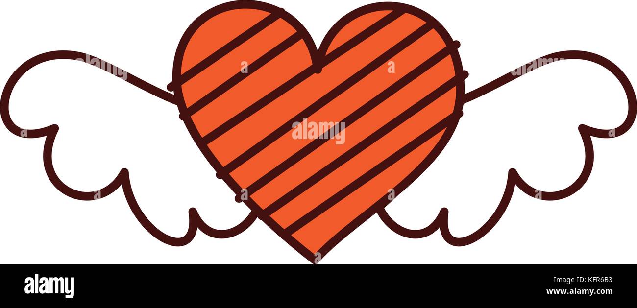 romantic winged heart symbolising romance and love Stock Vector Image ...