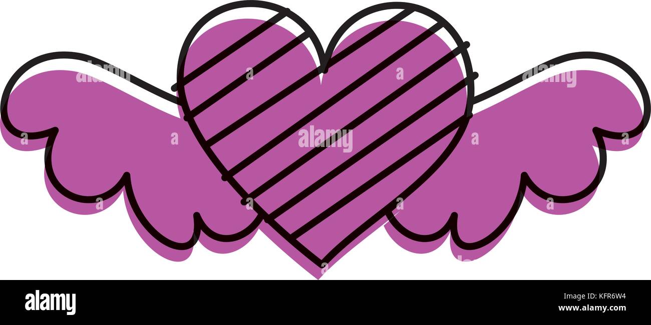 romantic winged heart with stripes symbolising romance and love Stock ...