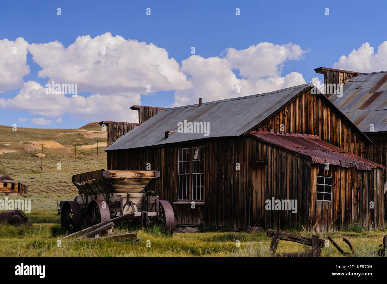 Ruined Buildings in the Californian Ghost Town of Bodie. Bodie is one ...