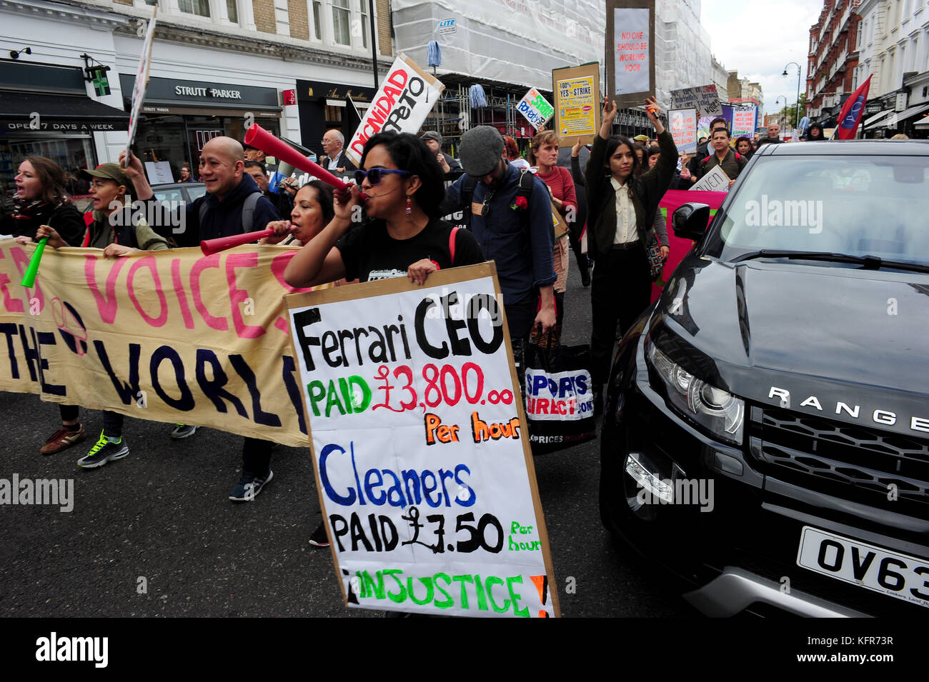 Workers' Rights Protest Featuring: Ferrari Where: South Kensington ...