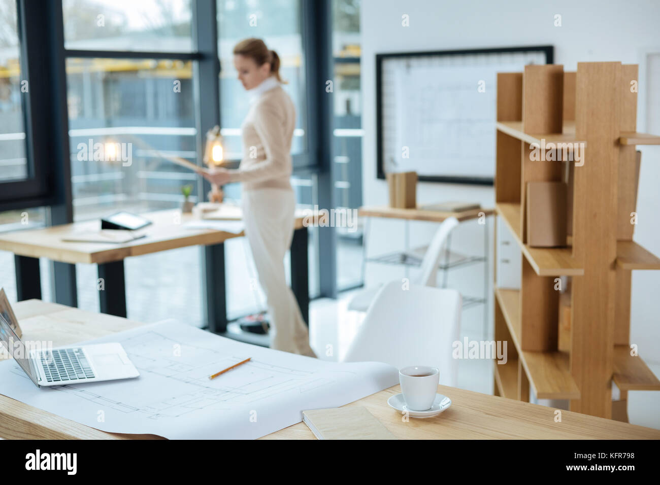 Close up of working table in the office Stock Photo - Alamy