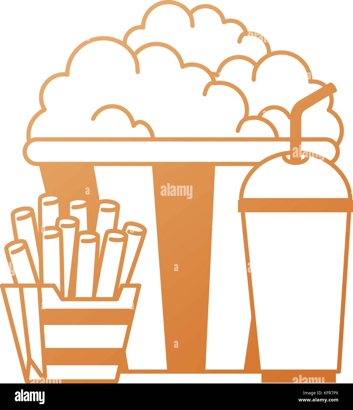 delicious pop corn with soda and french fries vector illustration ...