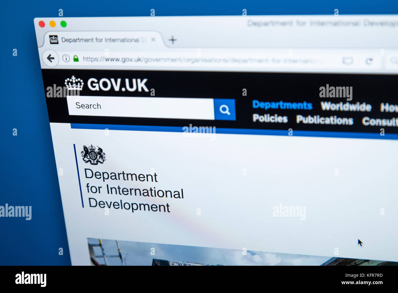 LONDON, UK - OCTOBER 30TH 2017: The homepage of the Department for ...