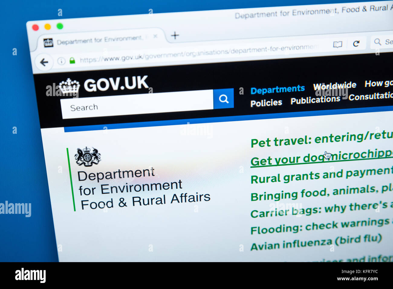 LONDON, UK - OCTOBER 30TH 2017: The homepage of the Department for ...