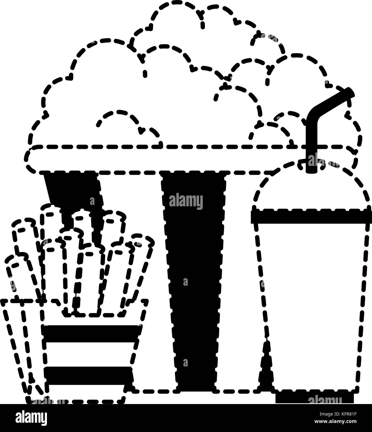 delicious pop corn with soda and french fries vector illustration ...