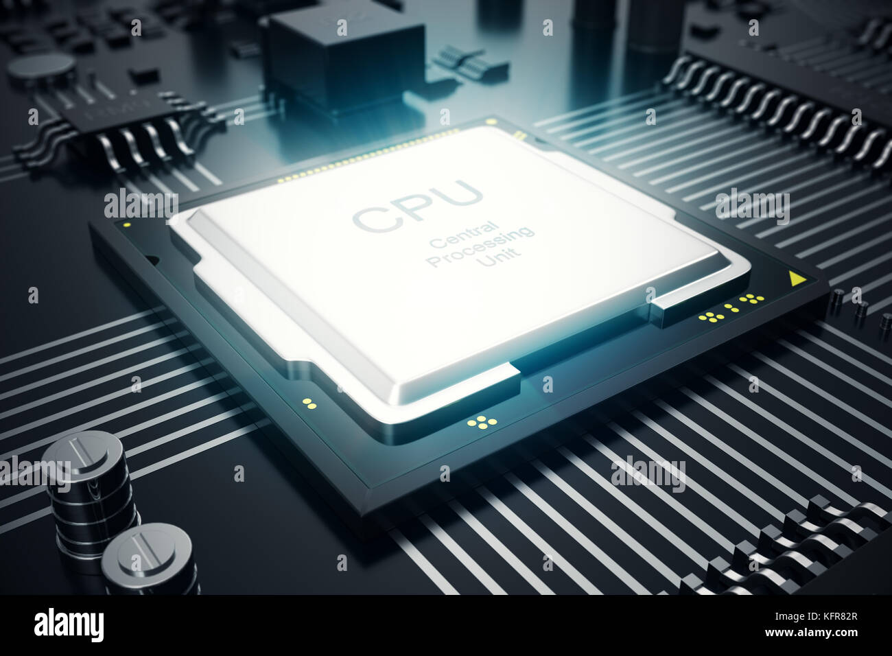 3D rendering Circuit board. Technology background. Central Computer ...