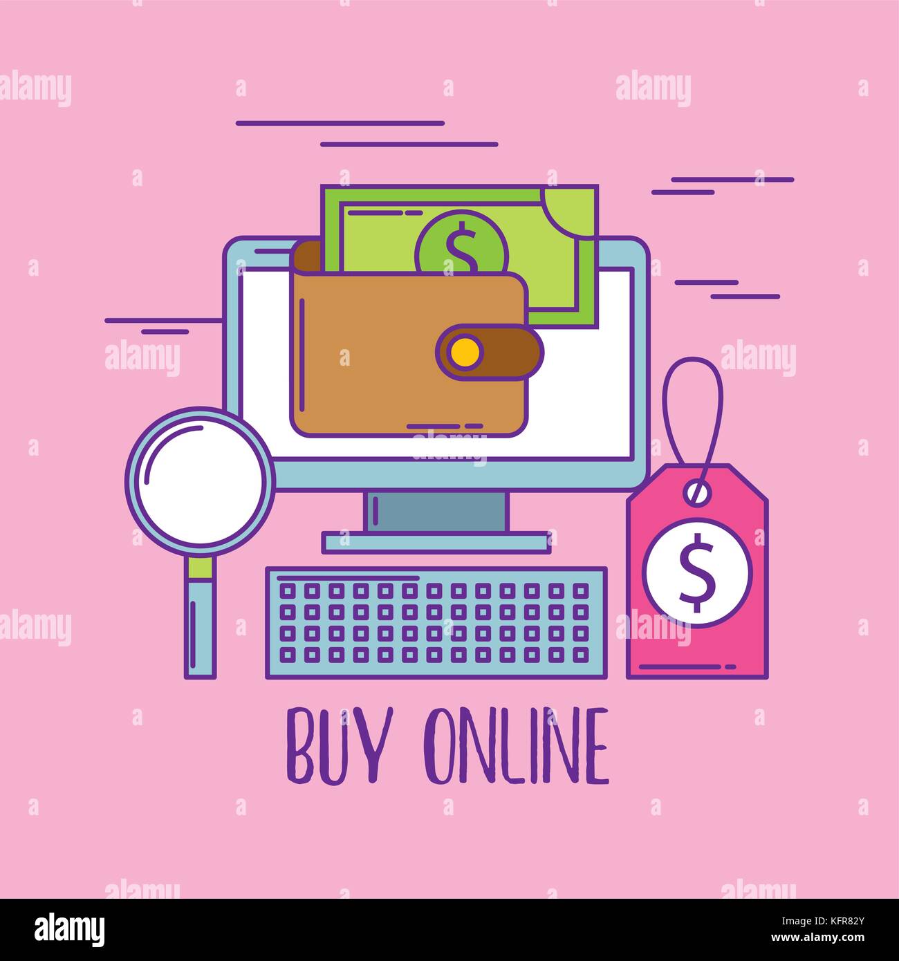 Computer price tag magnifier Stock Vector Images - Alamy