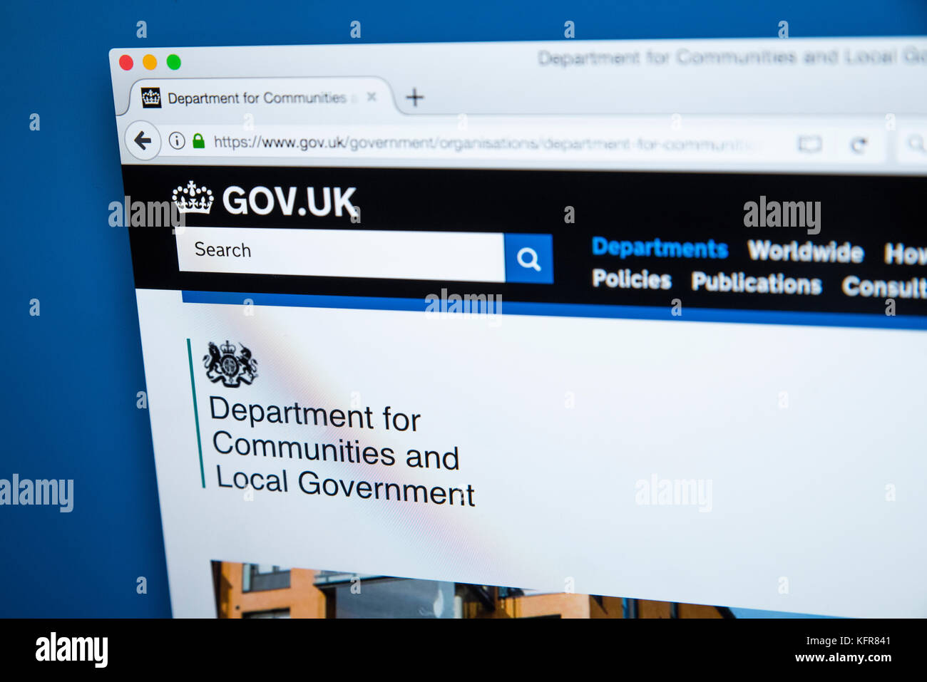 LONDON, UK - OCTOBER 30TH 2017: The homepage of the Department for ...