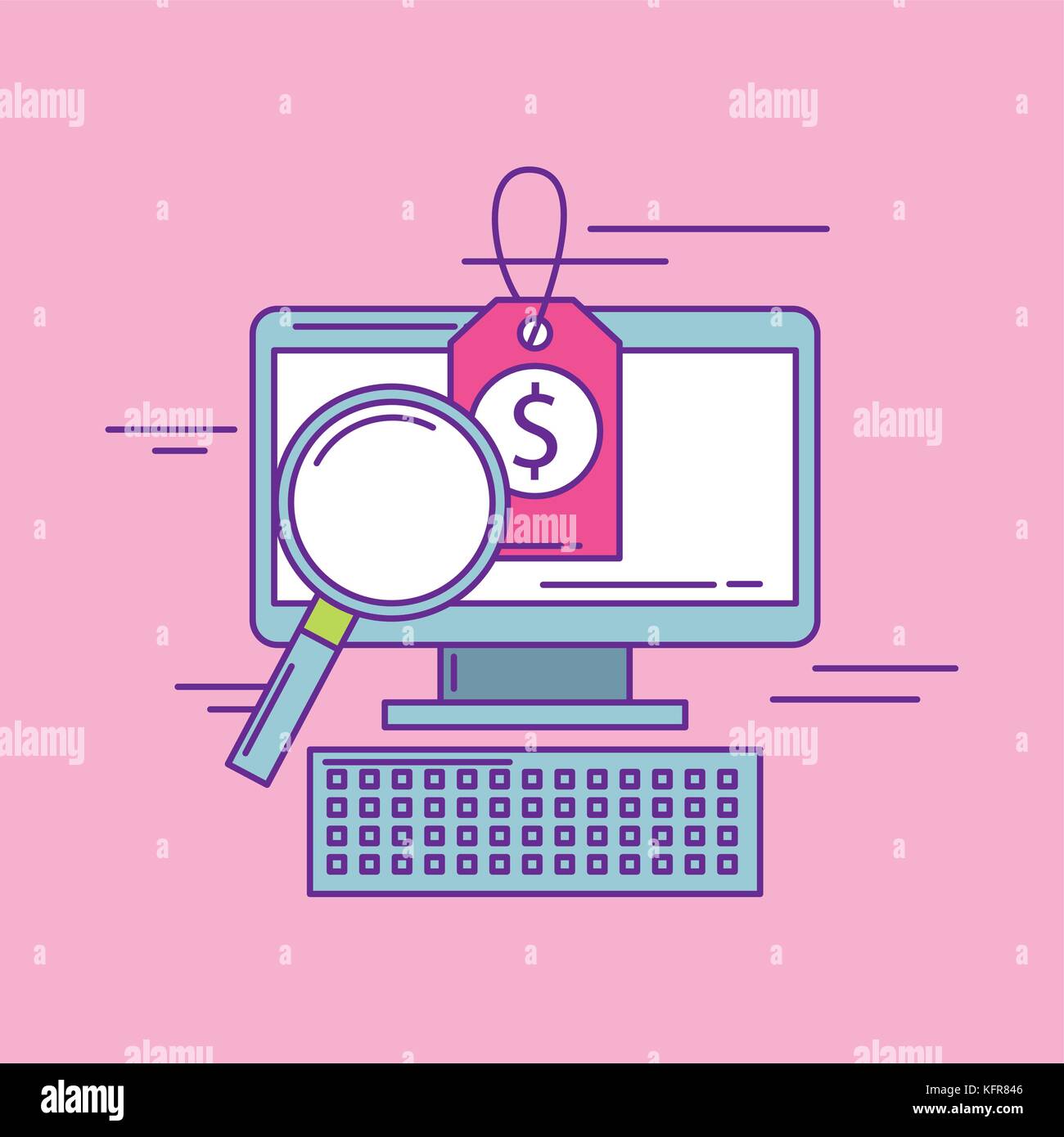 Computer price tag magnifier Stock Vector Images - Alamy