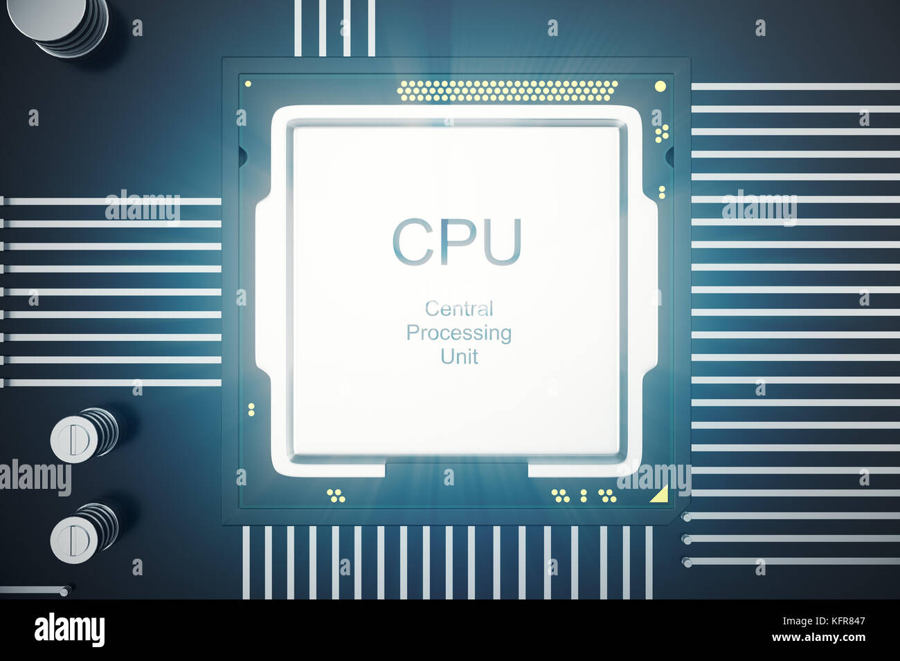 3D rendering Circuit board. Technology background. Central Computer ...