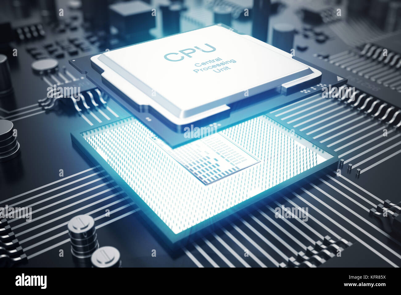 3D rendering Circuit board. Technology background. Central Computer Processors CPU concept ...