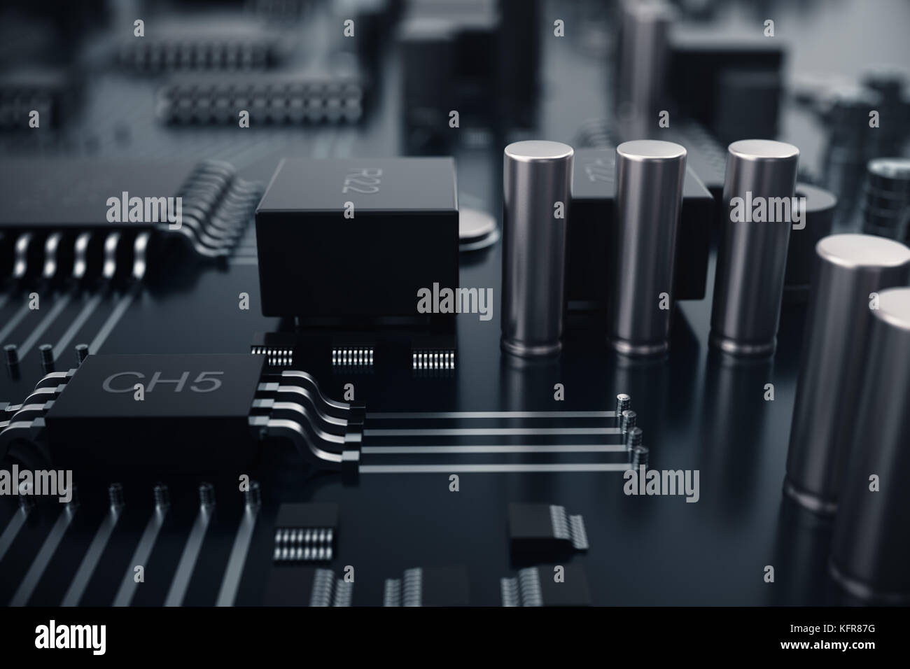 3D rendering Central Computer Processors CPU concept. Electronic ...
