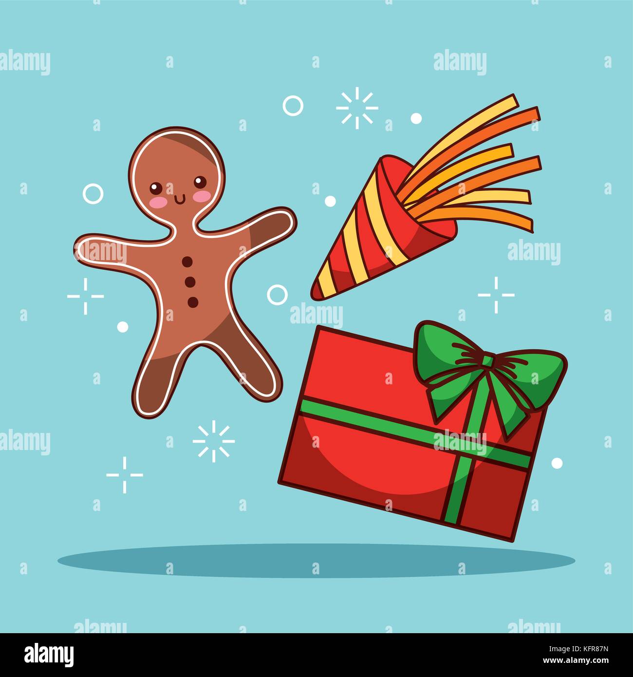 christmas gingerman gift box celebration festive Stock Vector Image ...