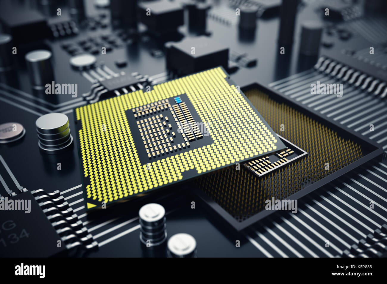 3D rendering Central Computer Processors CPU concept. Electronic engineer of computer technology ...