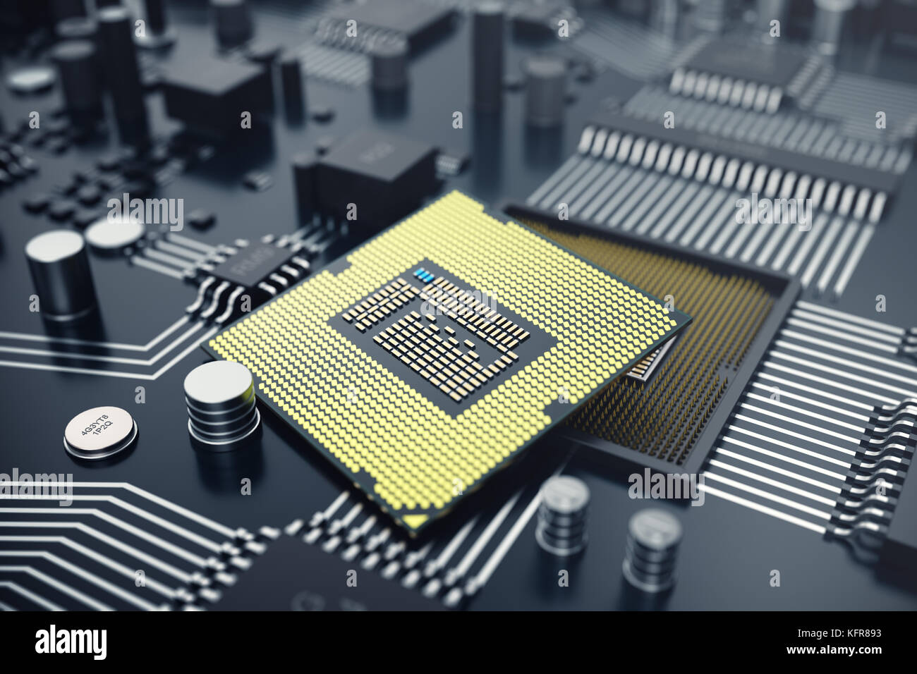 3D rendering Central Computer Processors CPU concept. Electronic ...
