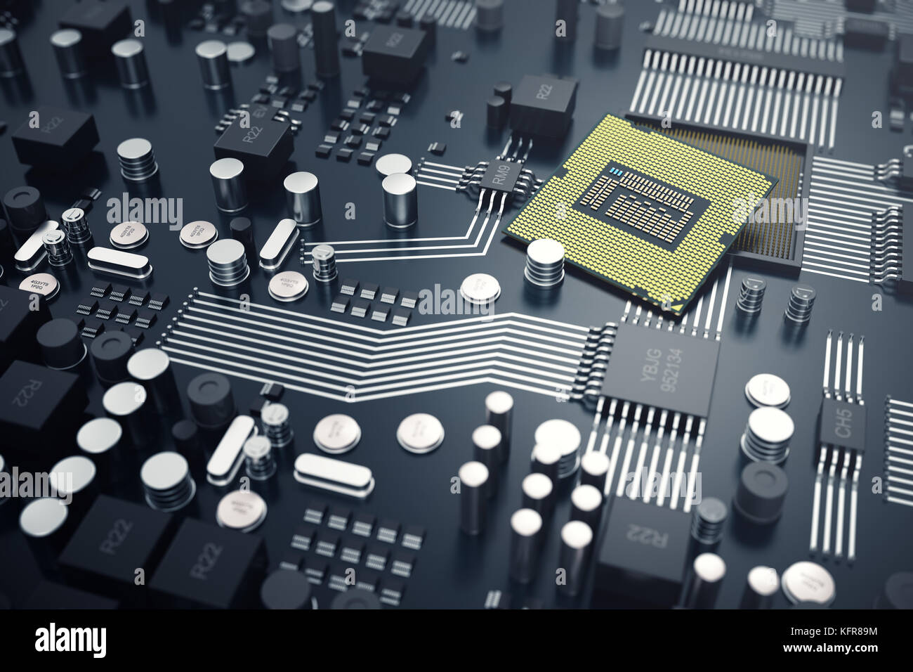 3D rendering Central Computer Processors CPU concept. Electronic ...