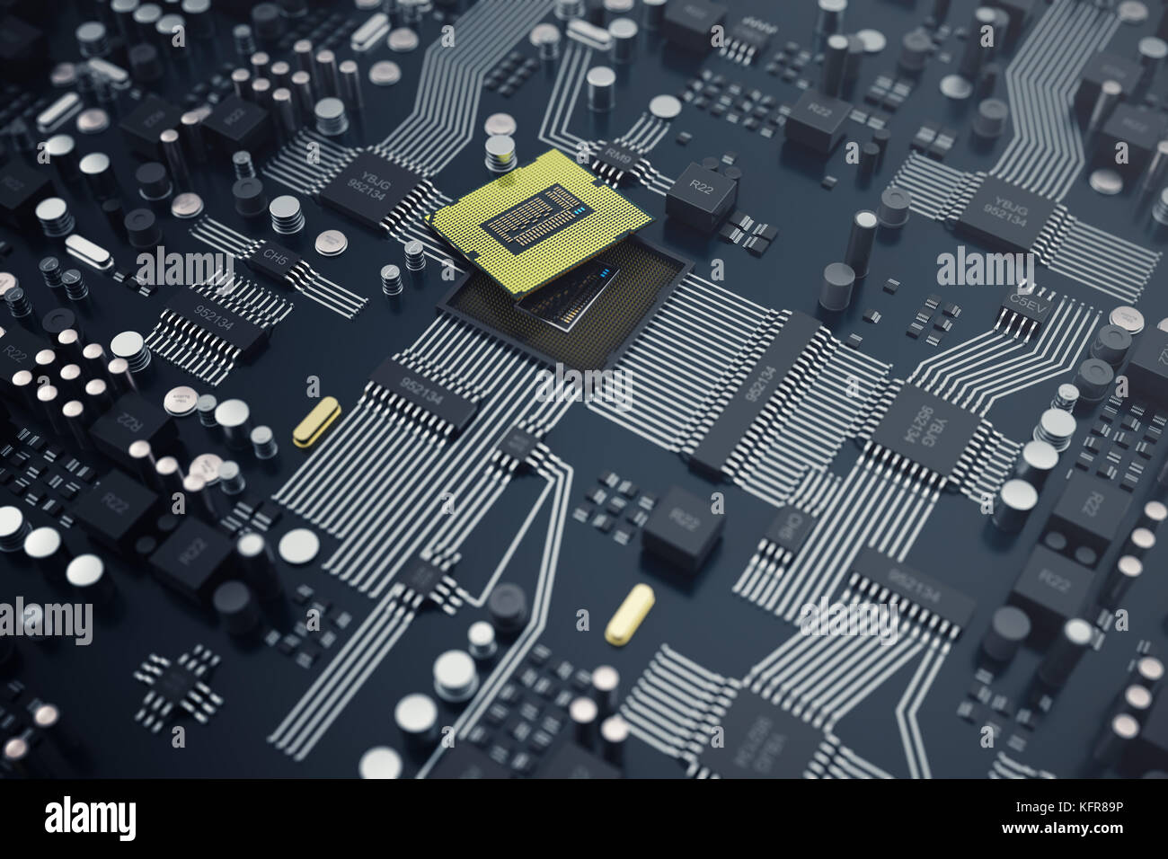 3D rendering Central Computer Processors CPU concept. Electronic ...