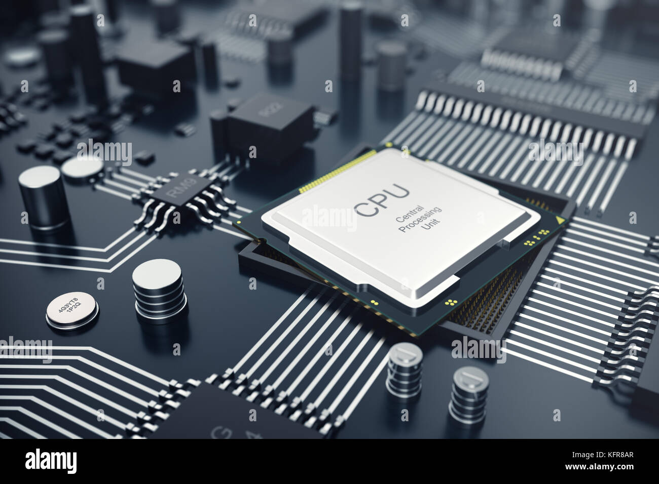 3D rendering Central Computer Processors CPU concept. Electronic engineer of computer technology ...