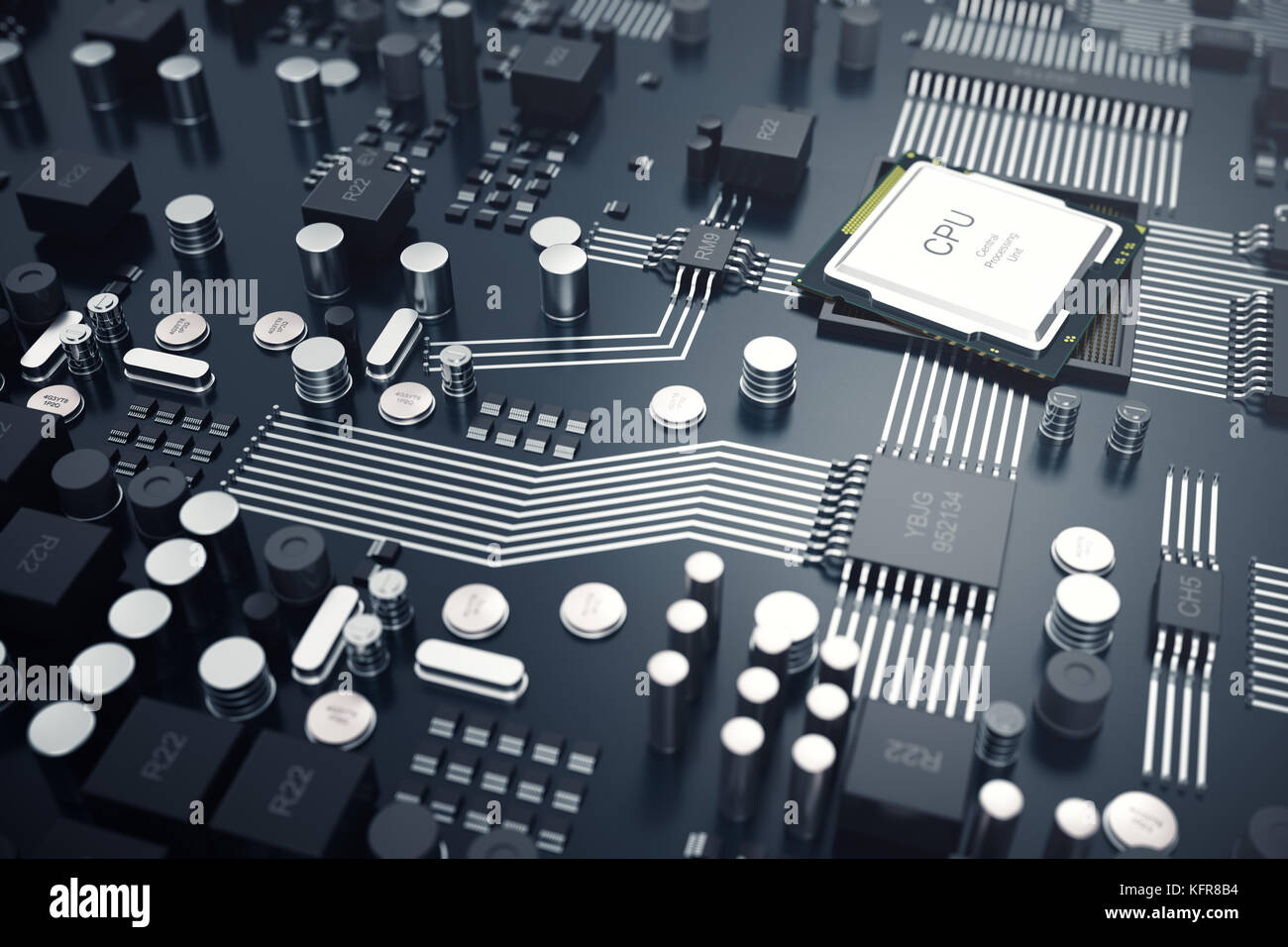 3D rendering Central Computer Processors CPU concept. Electronic engineer of computer technology ...