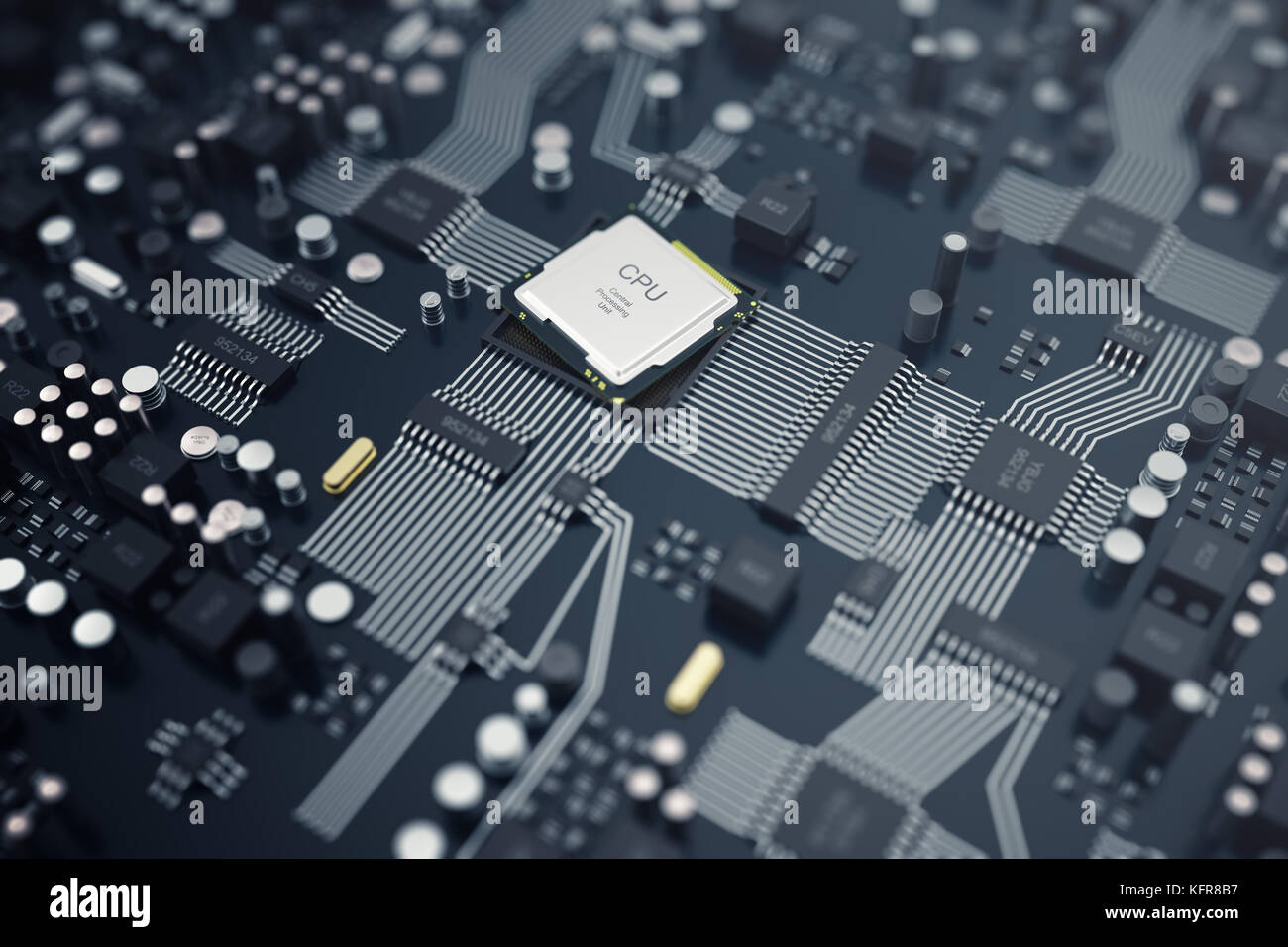 3D rendering Central Computer Processors CPU concept. Electronic ...