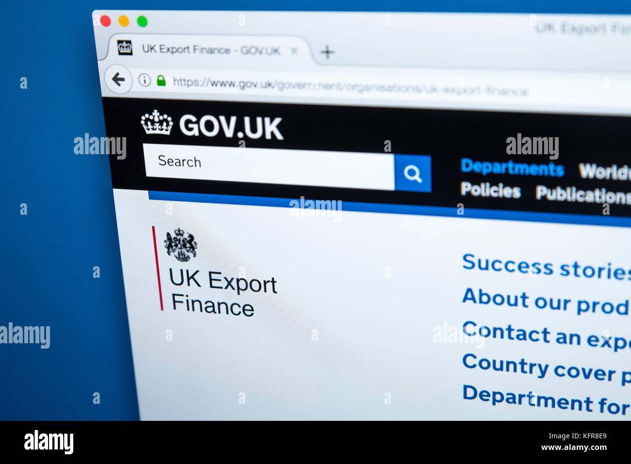 LONDON, UK - OCTOBER 30TH 2017: The homepage of the UK Export Finance ...