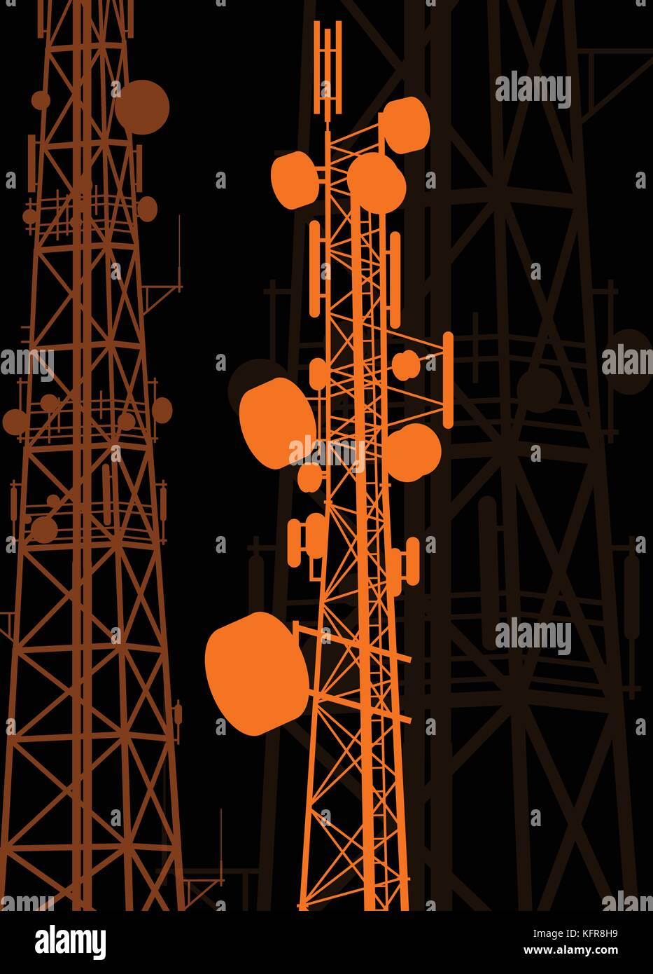 Telecommunication tower constructions vector background isolated on ...