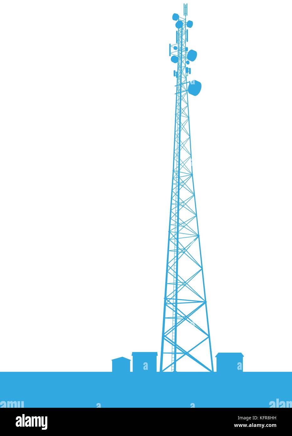Telecommunication tower blue constructions vector background isolated ...