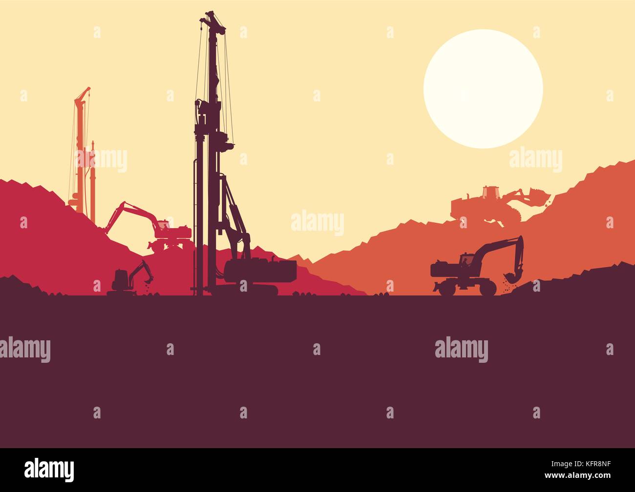 Hydraulic earth hole pile drilling machine, tractors digging at ...