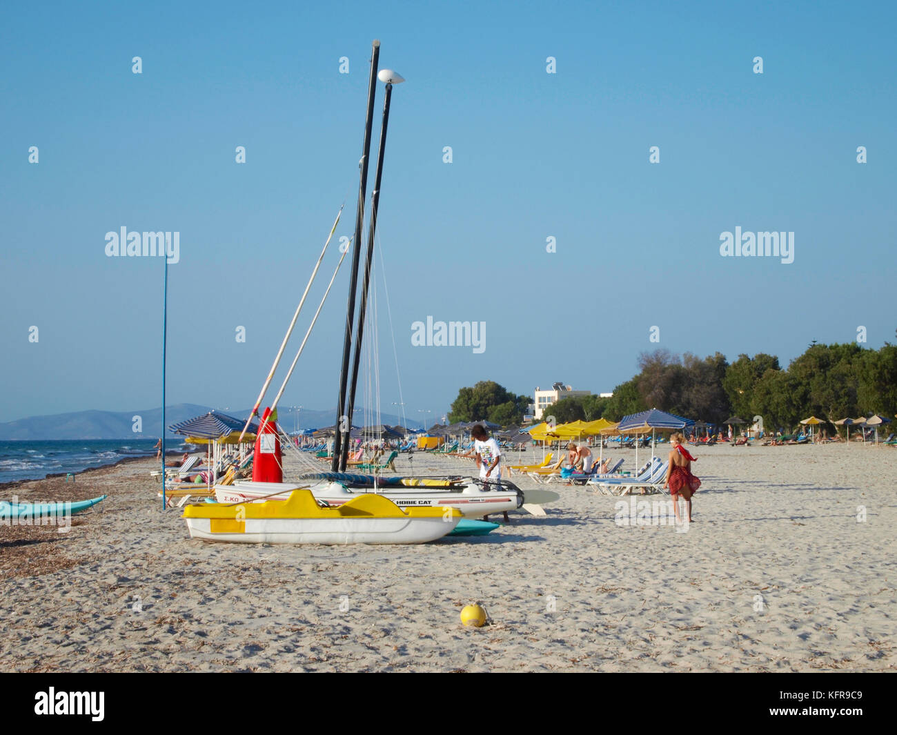 sailing boats on the beach in Mastichari, Kos Island, Greece Stock ...