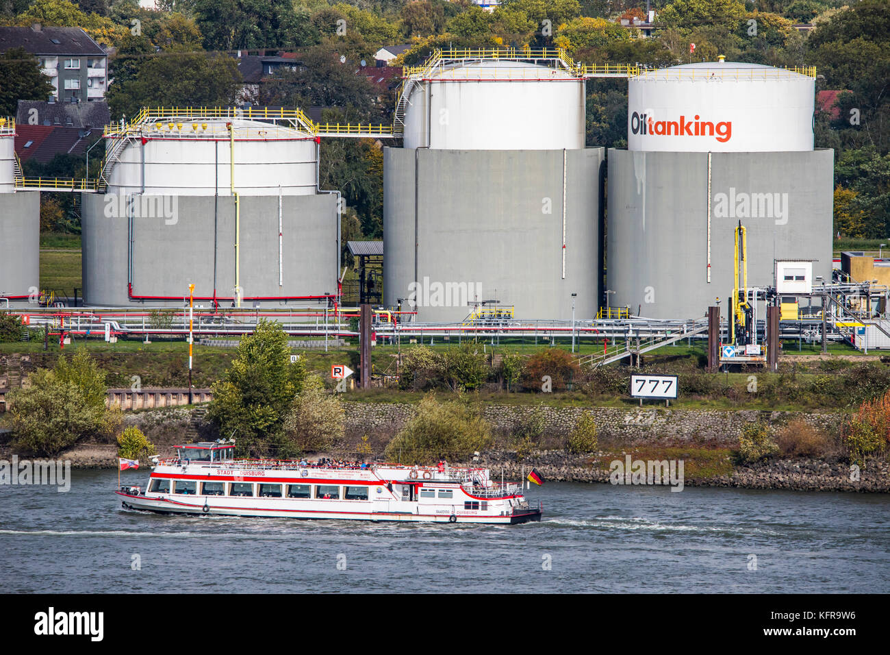 Duisburg harbors, tank farm of Oiltanking Germany GmbH, large tanks for ...