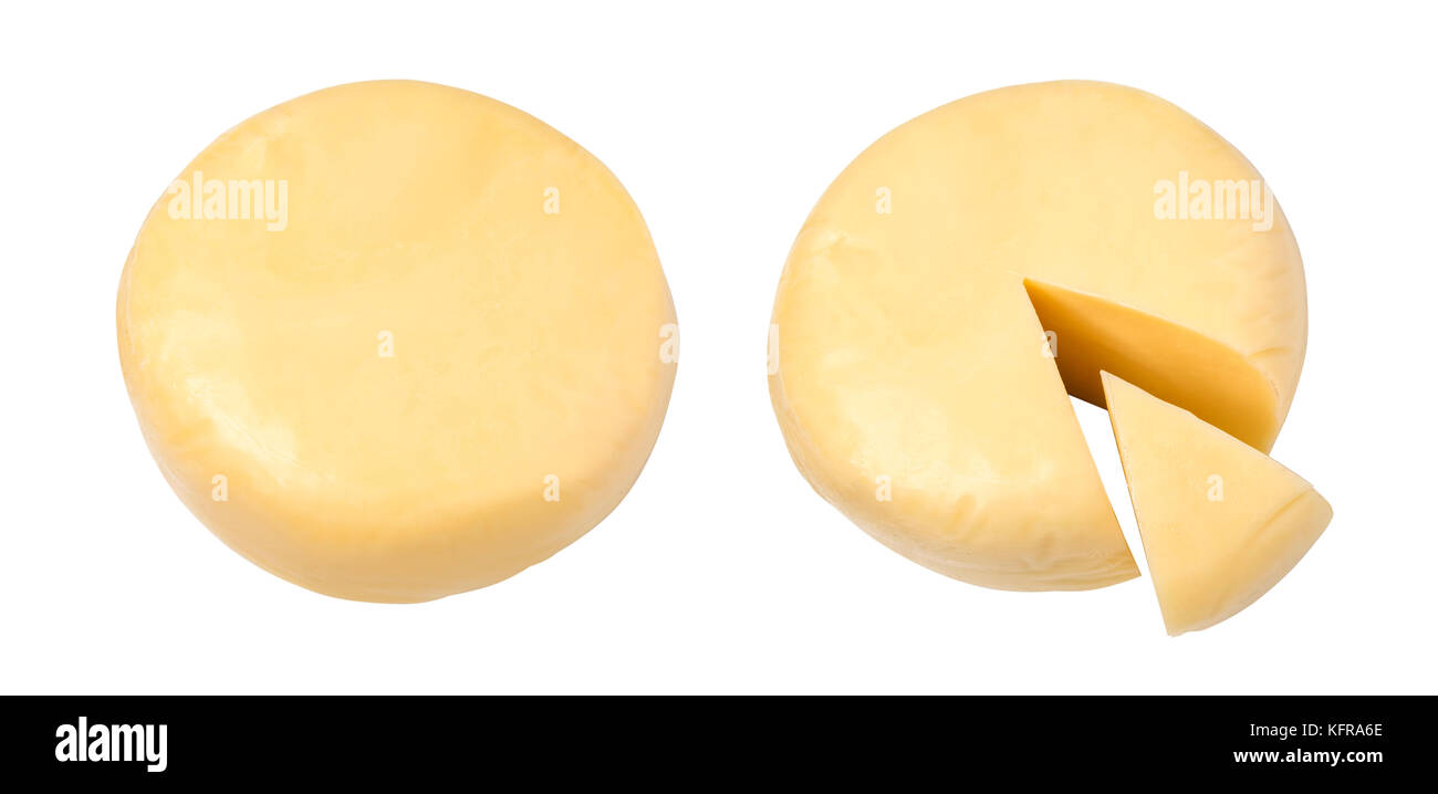 Cheese wheel on white background isolated Stock Photo - Alamy