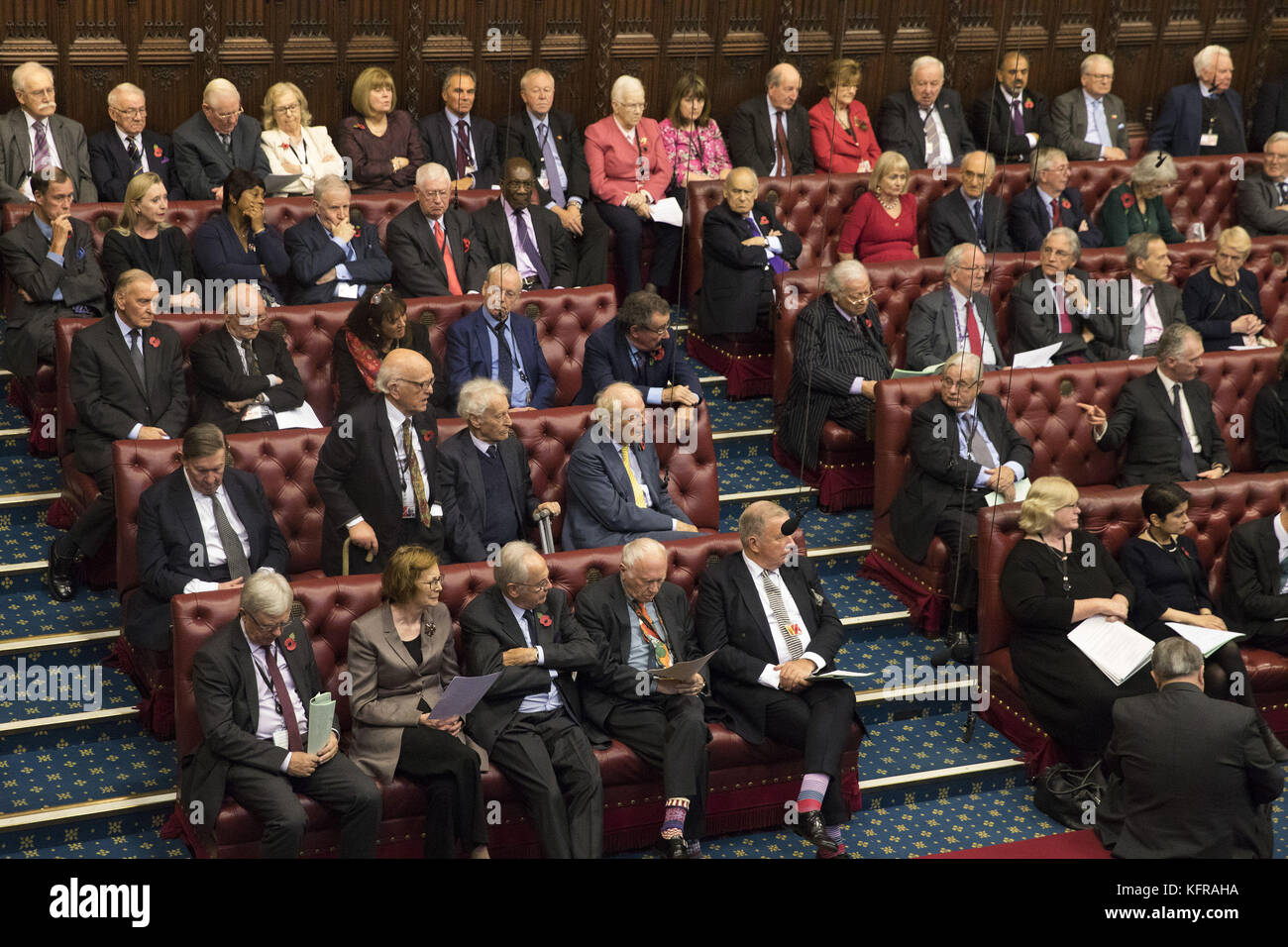 Peers take part in a debate in the House of Lords in London after the ...