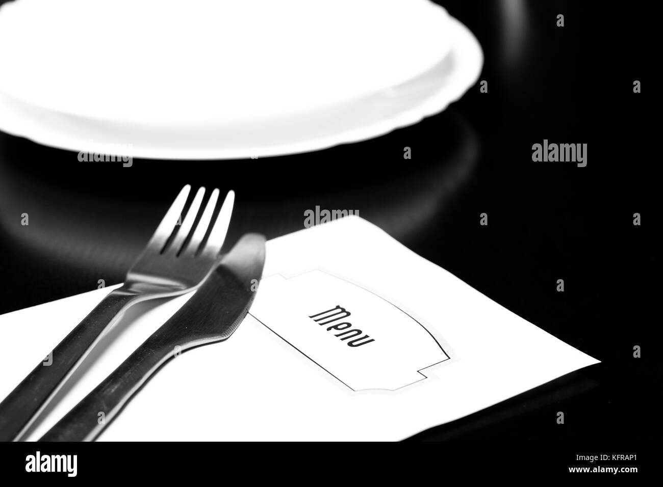 Silver service table setting Black and White Stock Photos & Images - Alamy