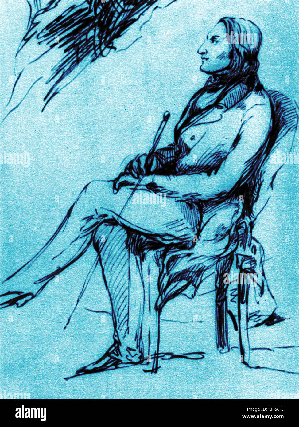 Franz Liszt at Madame Herwegh's in 1844. Drawing by Norvid - Hungarian ...