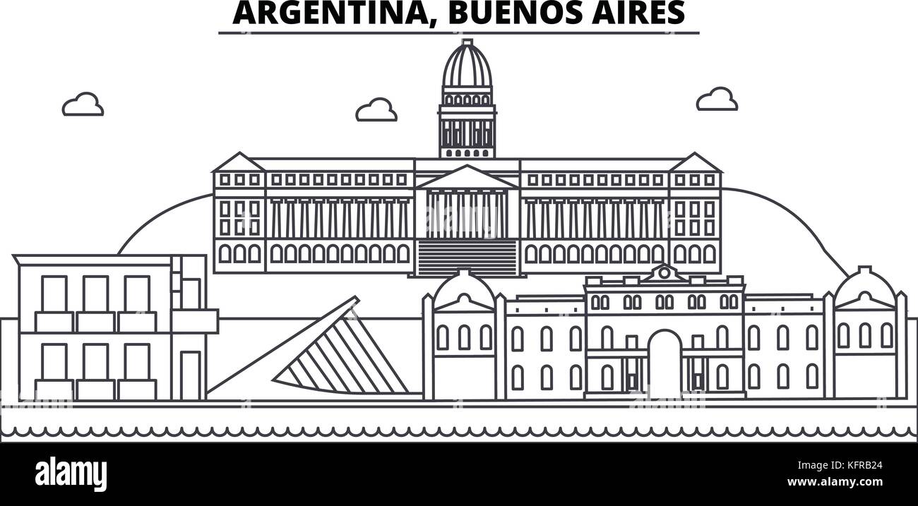 Argentina, Buenos Aires architecture skyline buildings, silhouette ...