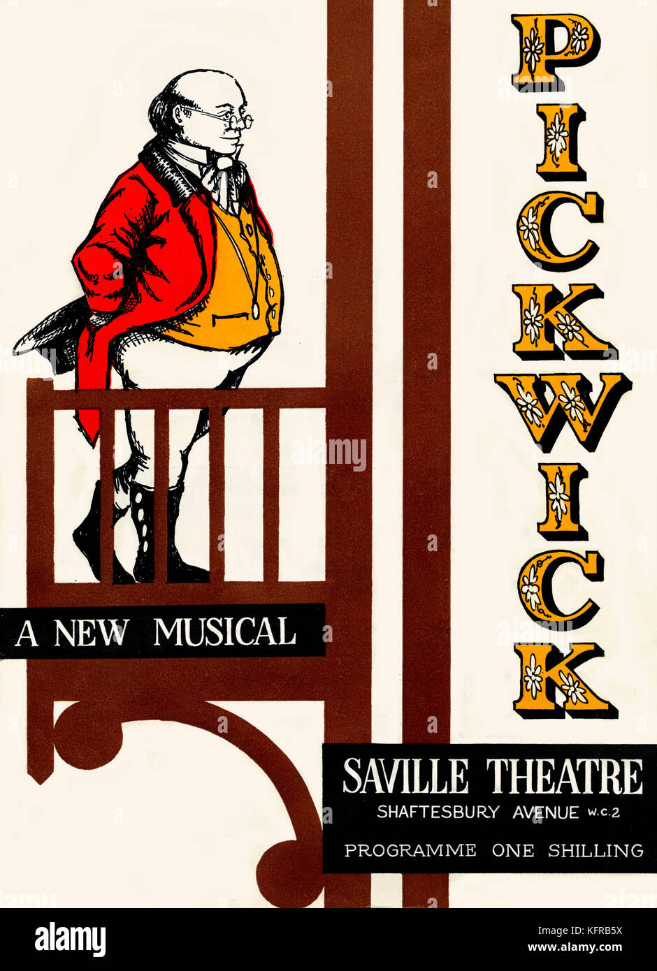 Pickwick, the musical, programme cover at Saville Theatre, London 1963 ...