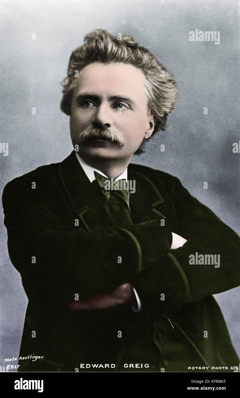 Edvard GRIEG with his arms folded. Norwegian composer of Scottish ...