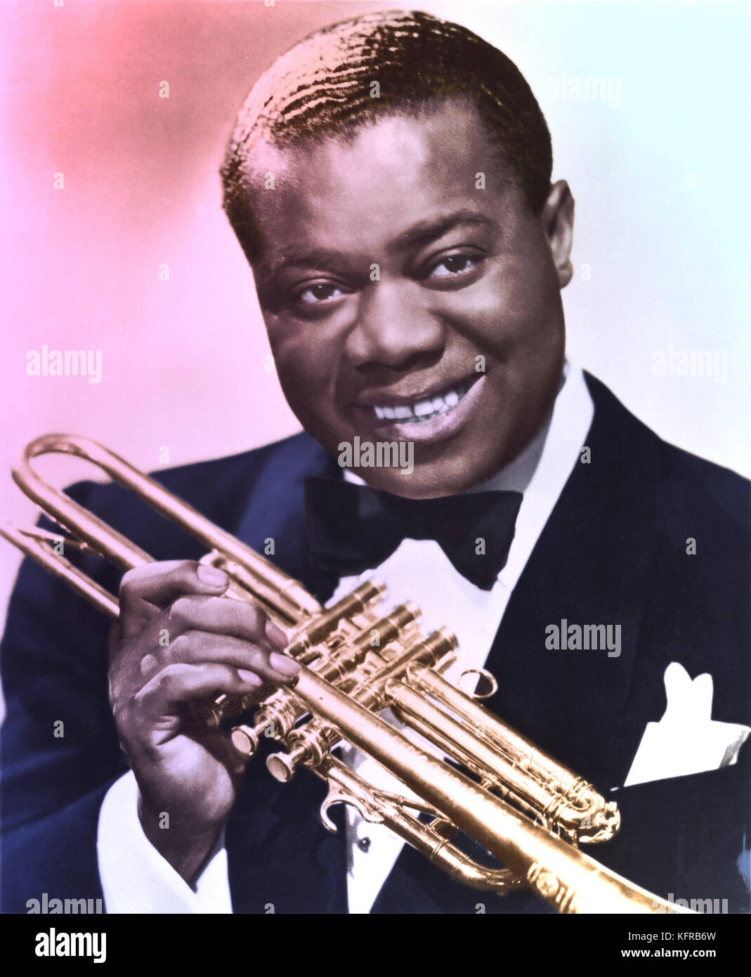 Louis Armstrong portrait with trumpet - American jazz musician July 4 ...