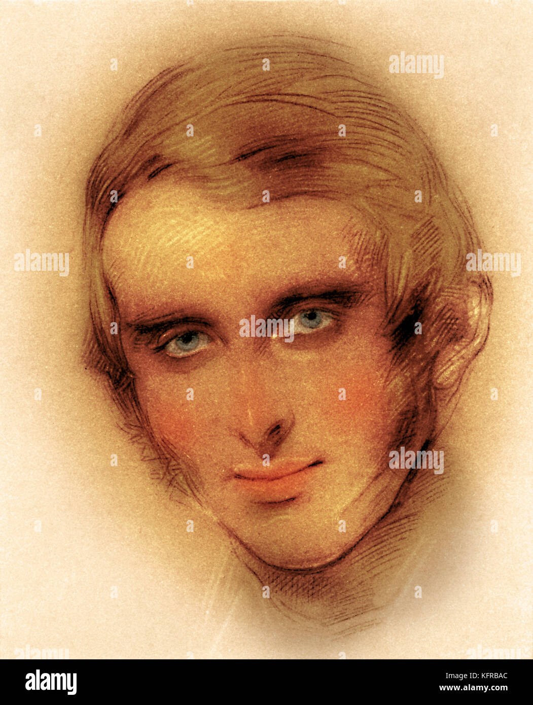 John Ruskin - portrait, after chalk drawing by George Richmond. English ...