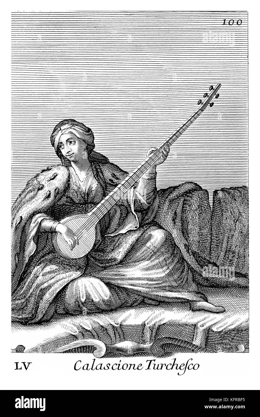 Woman playing the Long Lute - used in Arabian, Persian, Indian and ...